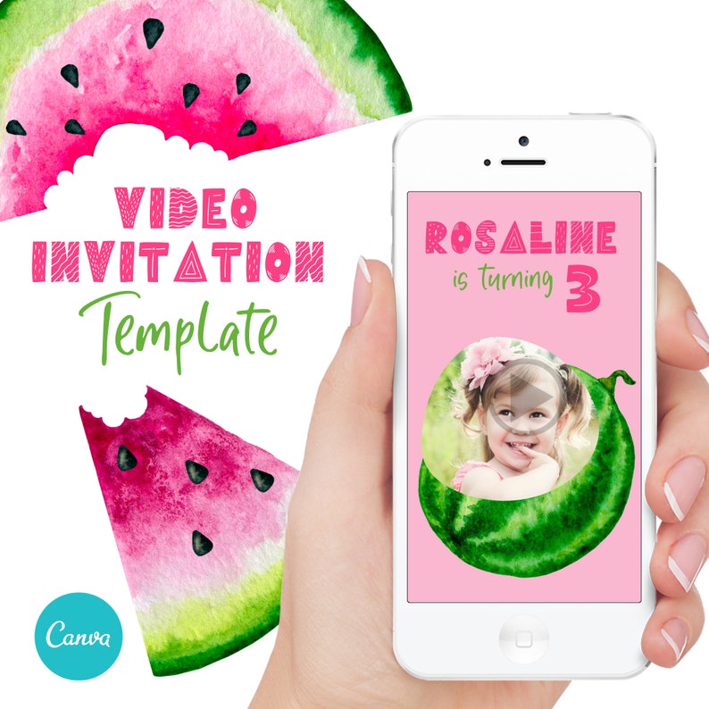 Watermelon Invitation Watermelon Party Editable Digital - Etsy