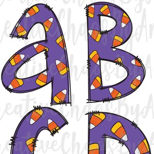 Halloween Doodle Letters Alphabet Bundle PNG Candy Corn - Etsy