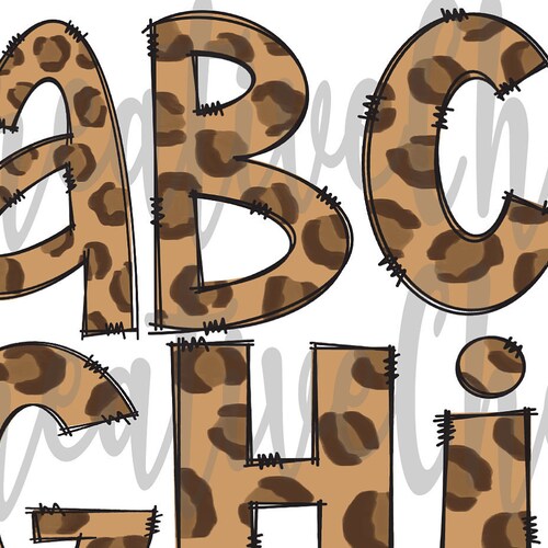 Leopard Doodle Letters Alphabet PNG Doodle Letters Design - Etsy