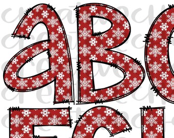 Christmas Doodle Alphabet Reindeer Elf Santa Claus - Etsy