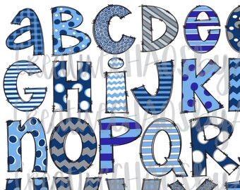 Block Letters Scribble Boho Doodle Alphabet PNG Bundle Doodle ...