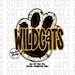 Wildcats Mascot Paw Print PNG: Gold Football Design (digital Download ...