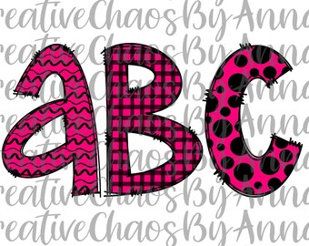 Pink Doodle Letters Png Pink Font Png Pink Letter - Etsy
