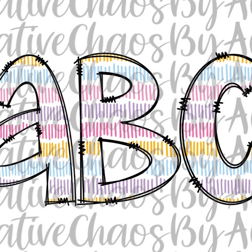 Colorful Doodle Letters Sublimation Alphabet PNG Doodle - Etsy