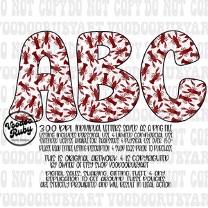 Crawfish Doodle Letters PNG Hand Drawn Alphabet Cajun Letters PNG Alpha ...