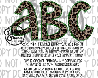 Leopard Tiedye Doodle Letters Digital Download PNG - Etsy