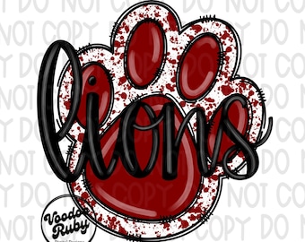 Lions PNG Design Sublimation Hand Drawn Digital Download Lions Football ...