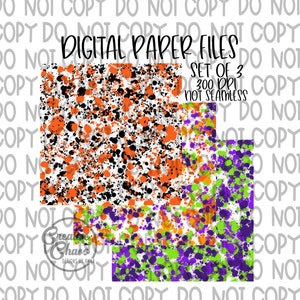Halloween Paint Splatter Digital Paper PNG Bundle Sublimation Bleach ...