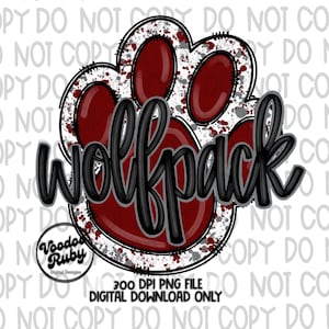 Wolfpack PNG Design Sublimation Hand Drawn Digital Download Football ...