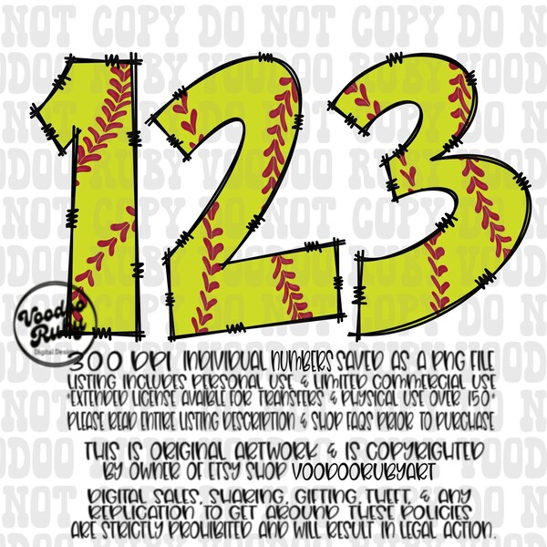 Softball Numbers - Etsy
