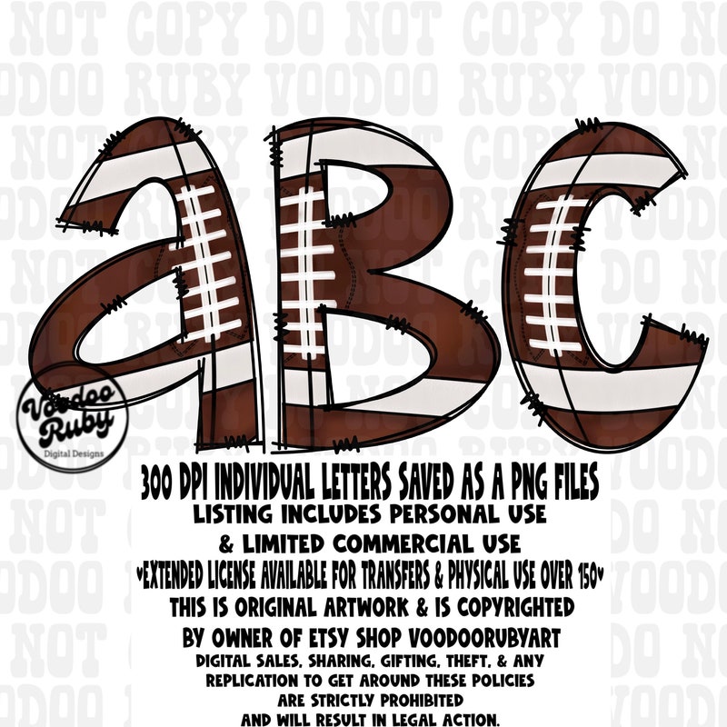 Football Doodle Letters - Etsy