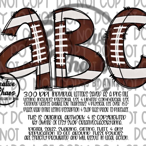 Football Doodle Alphabet Bundle Football PNG Letters Numbers - Etsy
