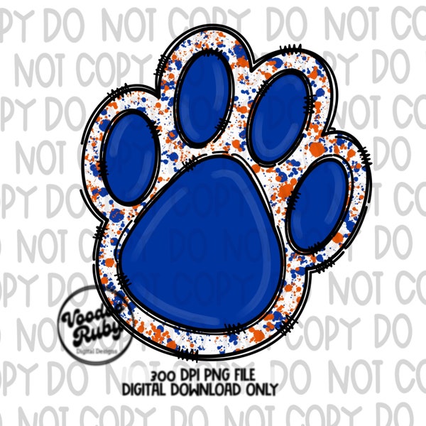 Blue Orange Paw Print - Etsy