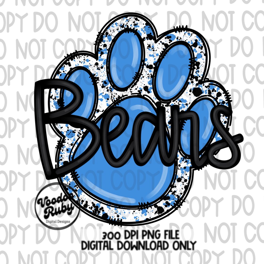 Blue Bears Football Paw PNG: Hand Drawn Mascot (digital Download) - Etsy