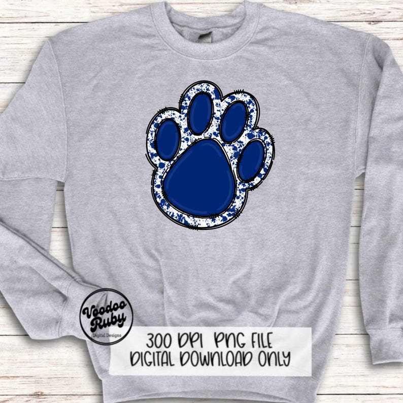 Blue Paw Print PNG: Mascot Clip Art Sublimation Design (digital ...