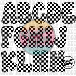 Checkered Alphabet PNG Bundle: Retro Black & White (digital Download ...