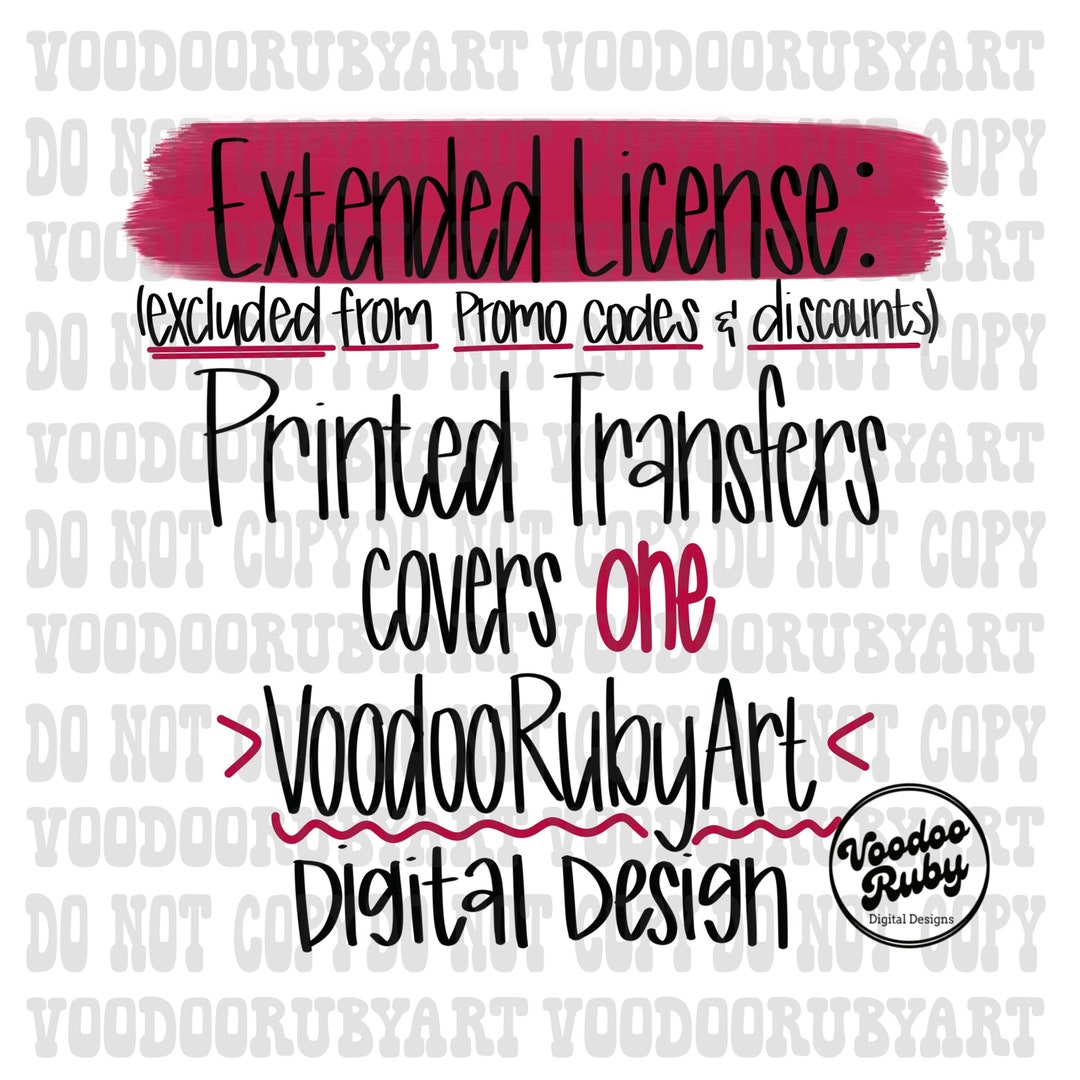 Extended Use License for Printed Transfers for One Digital Design - Etsy
