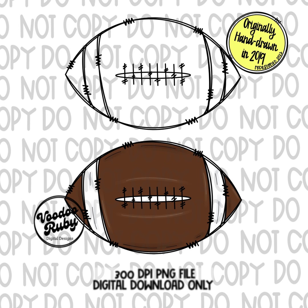 Football PNG Doodle Design Sublimation Hand Drawn Digital Download Fall ...
