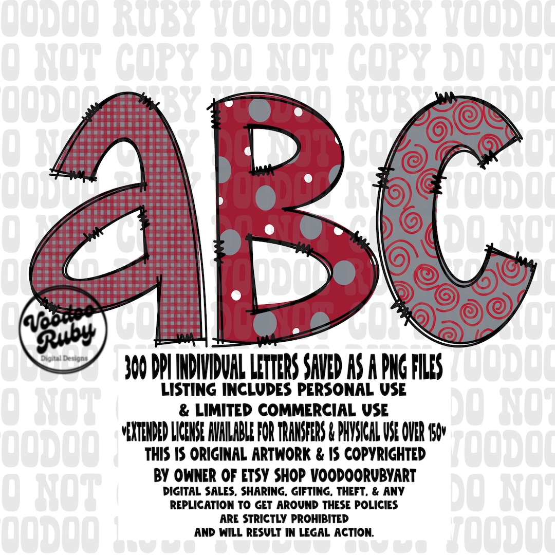 Red Doodle Alphabet PNG: Hand-drawn Letters (digital Download) - Etsy
