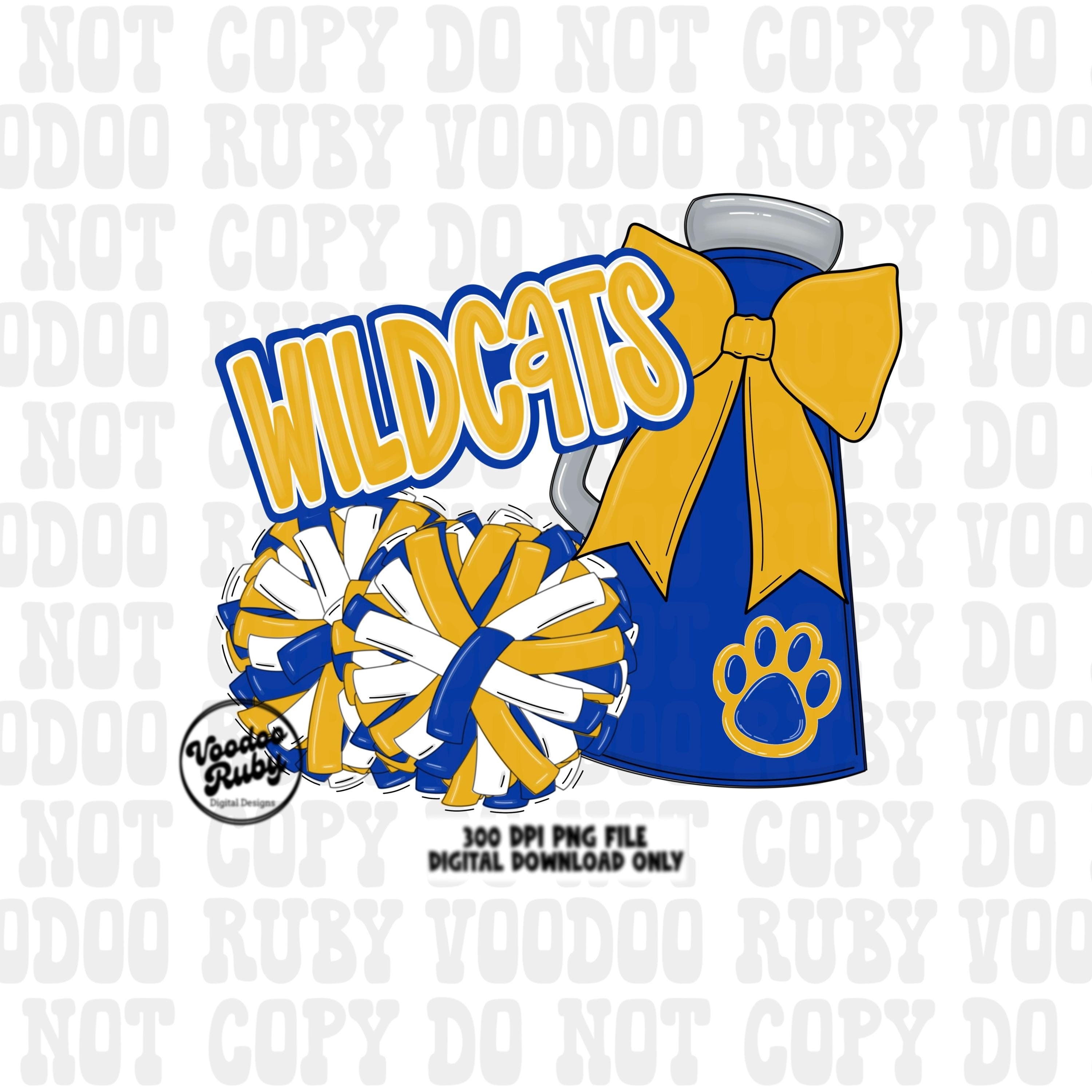 Wildcats Cheer PNG: Blue, Yellow & Gold Mascot (digital Download) - Etsy