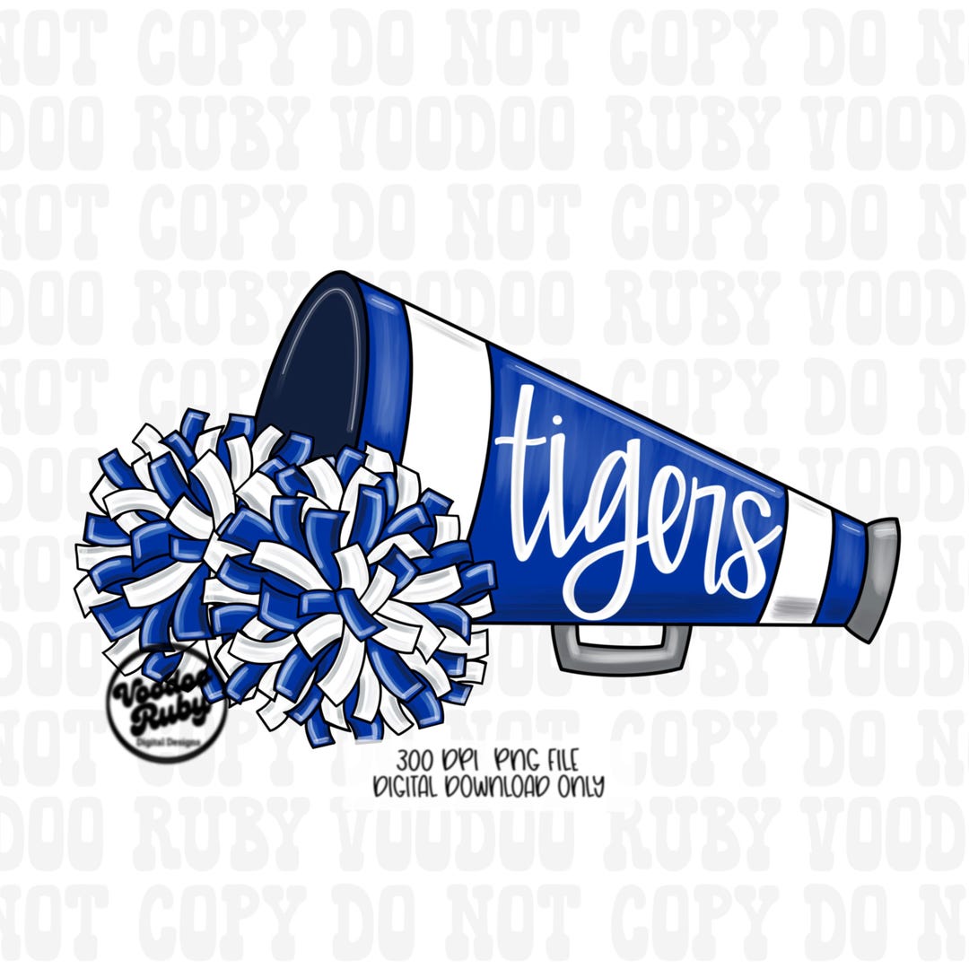 Tigers Cheerleader PNG: Blue Mascot Megaphone Design (digital Download ...