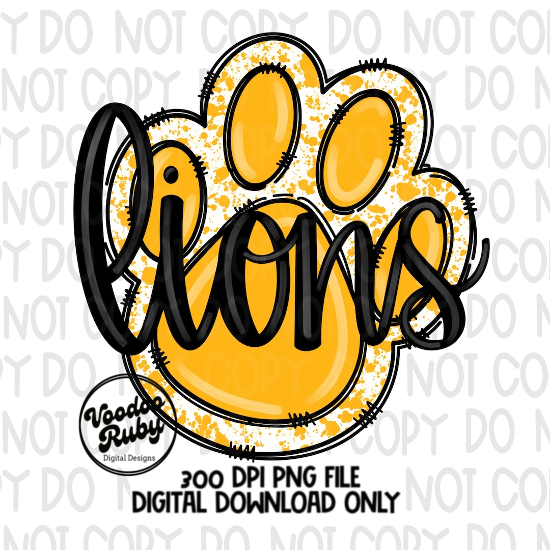 Lions Paw Print PNG Sublimation Design Hand Drawn Digital Download ...