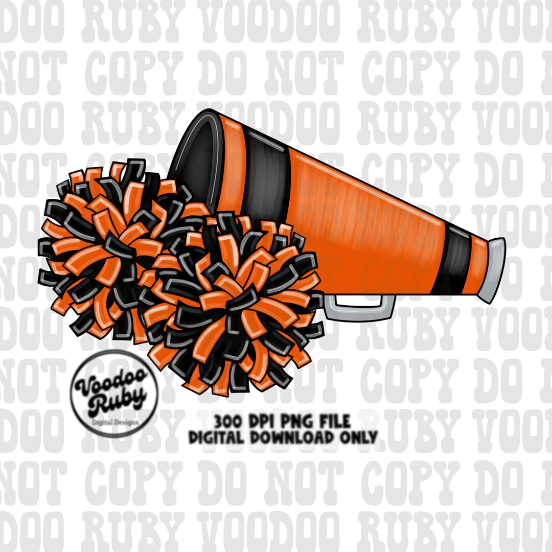 Cheer PNG: Orange & Black Team Megaphone Clipart (digital Download) - Etsy