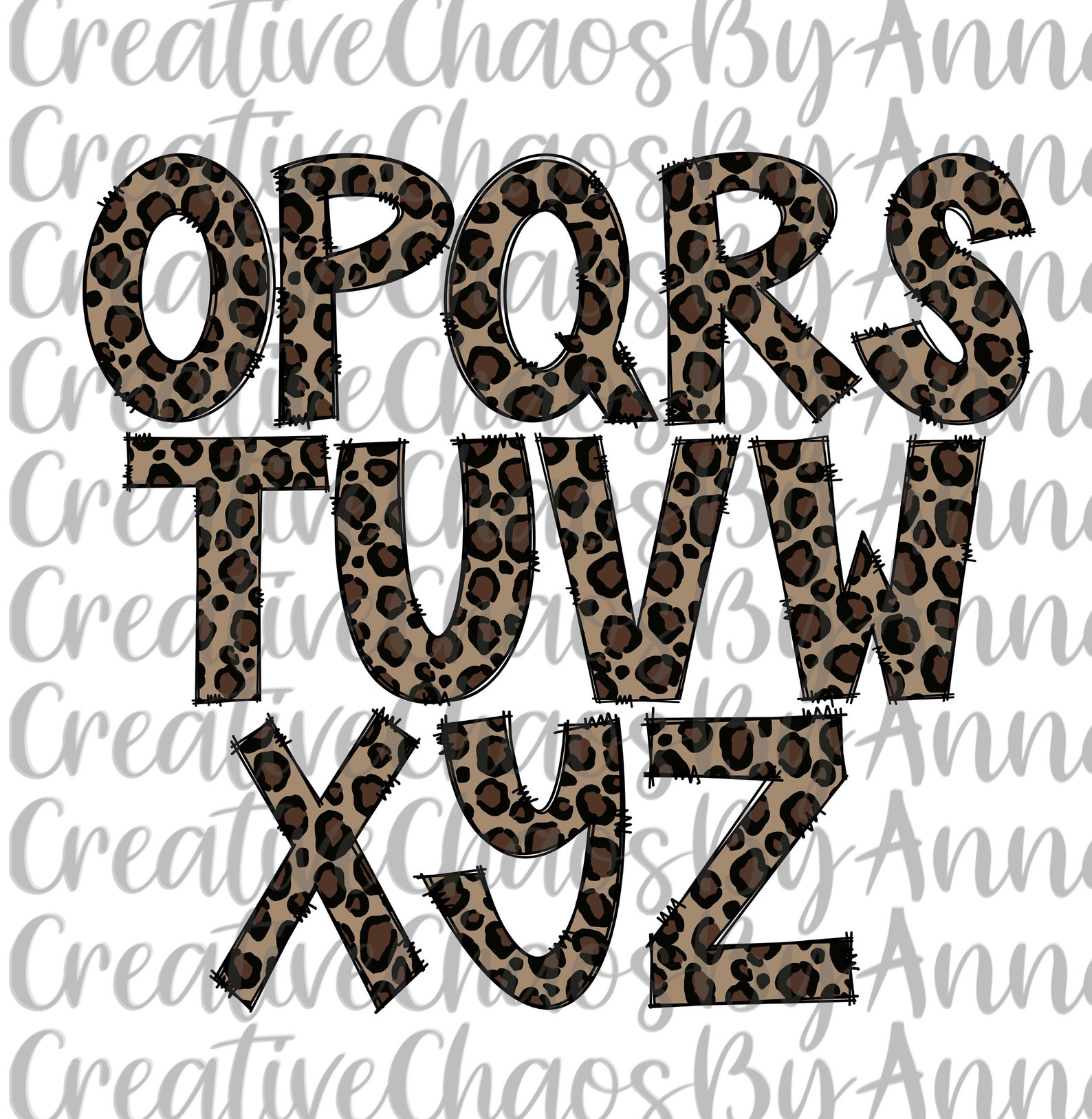 Leopard Doodle Letters Alphabet PNG Doodle Letters Design - Etsy