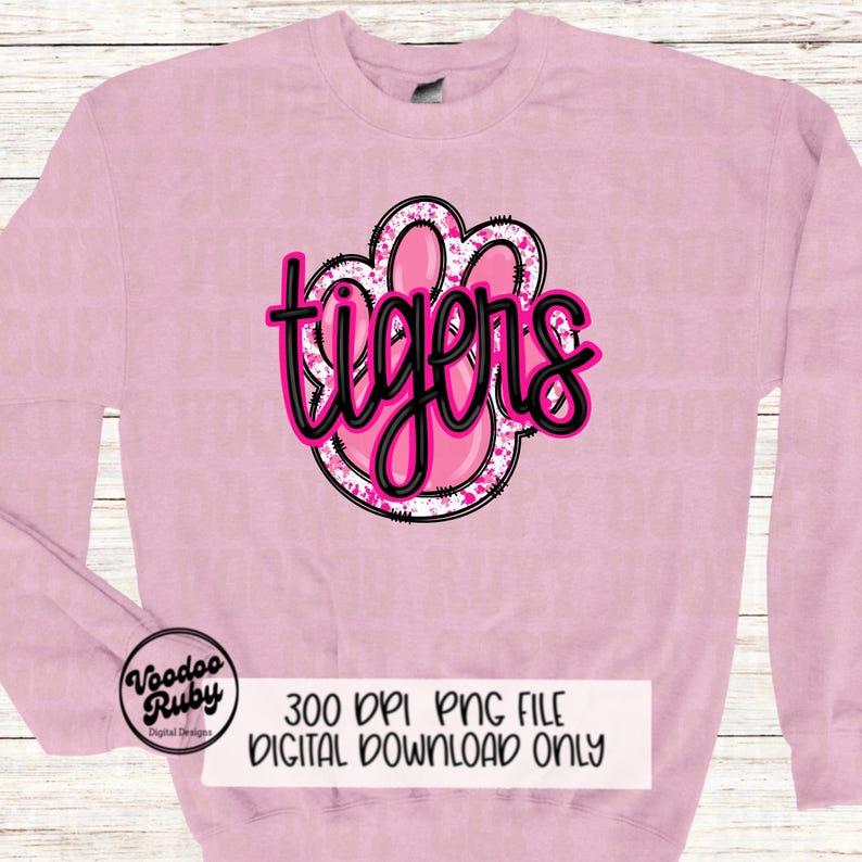 Pink Tigers Paw PNG: Hand Drawn Mascot Design (digital Download) - Etsy