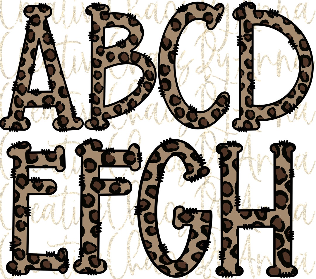 Leopard Sublimation Alphabet PNG Bundle Leopard Print PNG Doodle ...