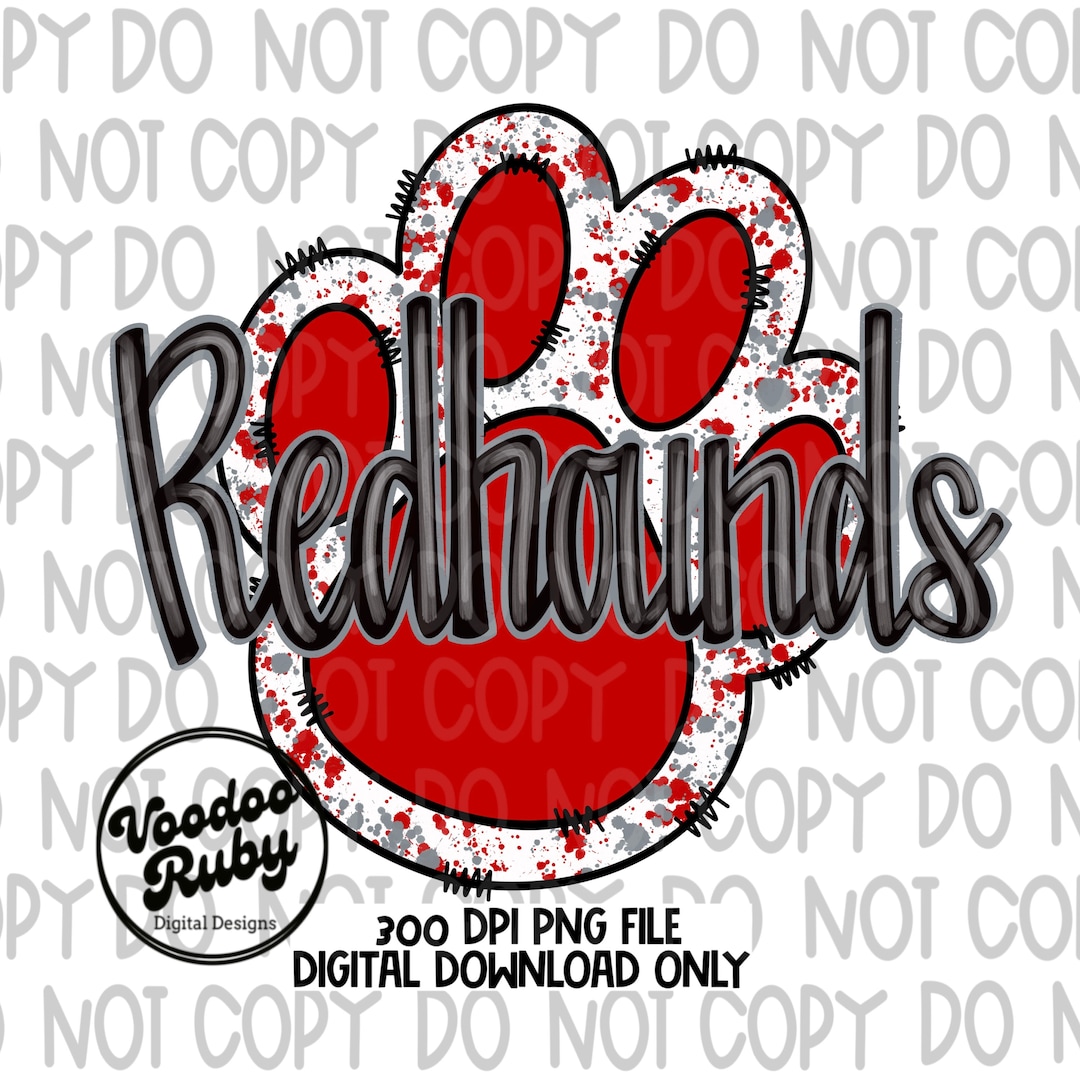 Redhounds Paw Print PNG Sublimation Design | Hand Drawn Digital ...
