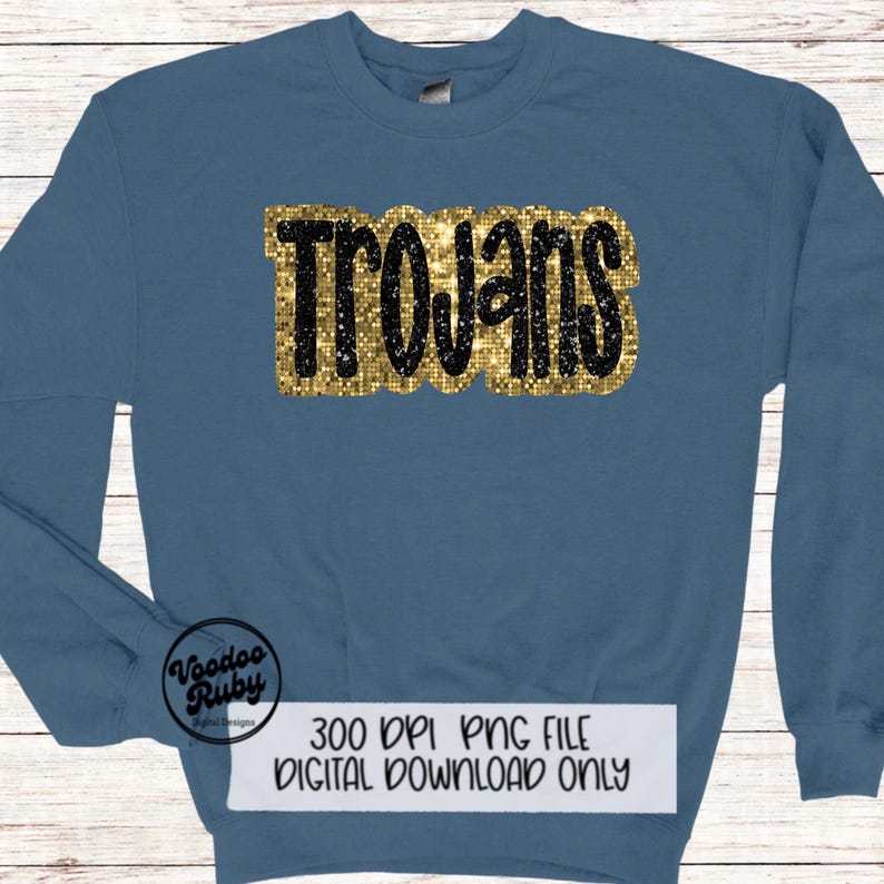 Trojans Mascot PNG: Gold Sequin Glitter Design (digital Download) - Etsy