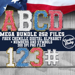 Sports Alphabet PNG Bundle: Faux Chenille Letters, Numbers (digital ...