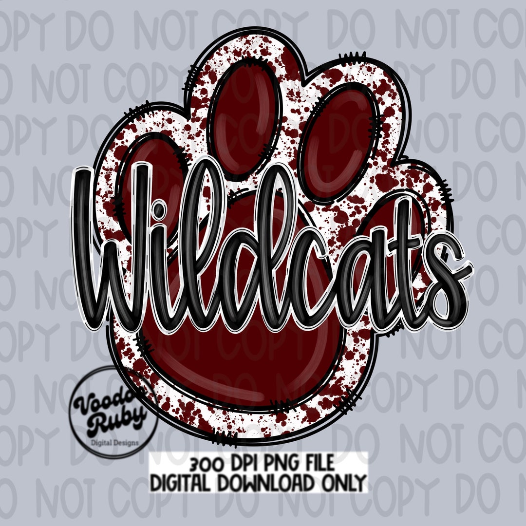 Wildcats PNG Design Hand Drawn Digital Download Football PNG ...