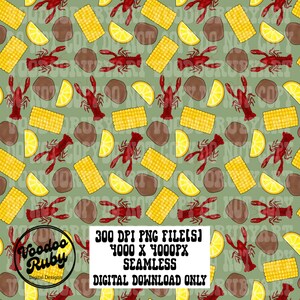 Crawfish Boil PNG Seamless Pattern PNG Cajun Hand Painted Repeat ...