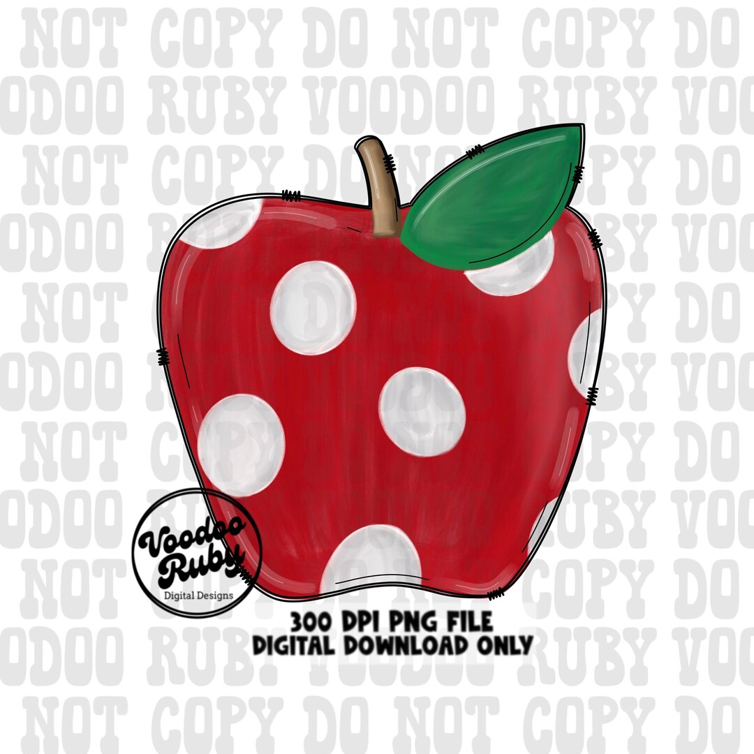 Teacher Apple PNG Design Sublimation Hand Drawn Digital Download ...