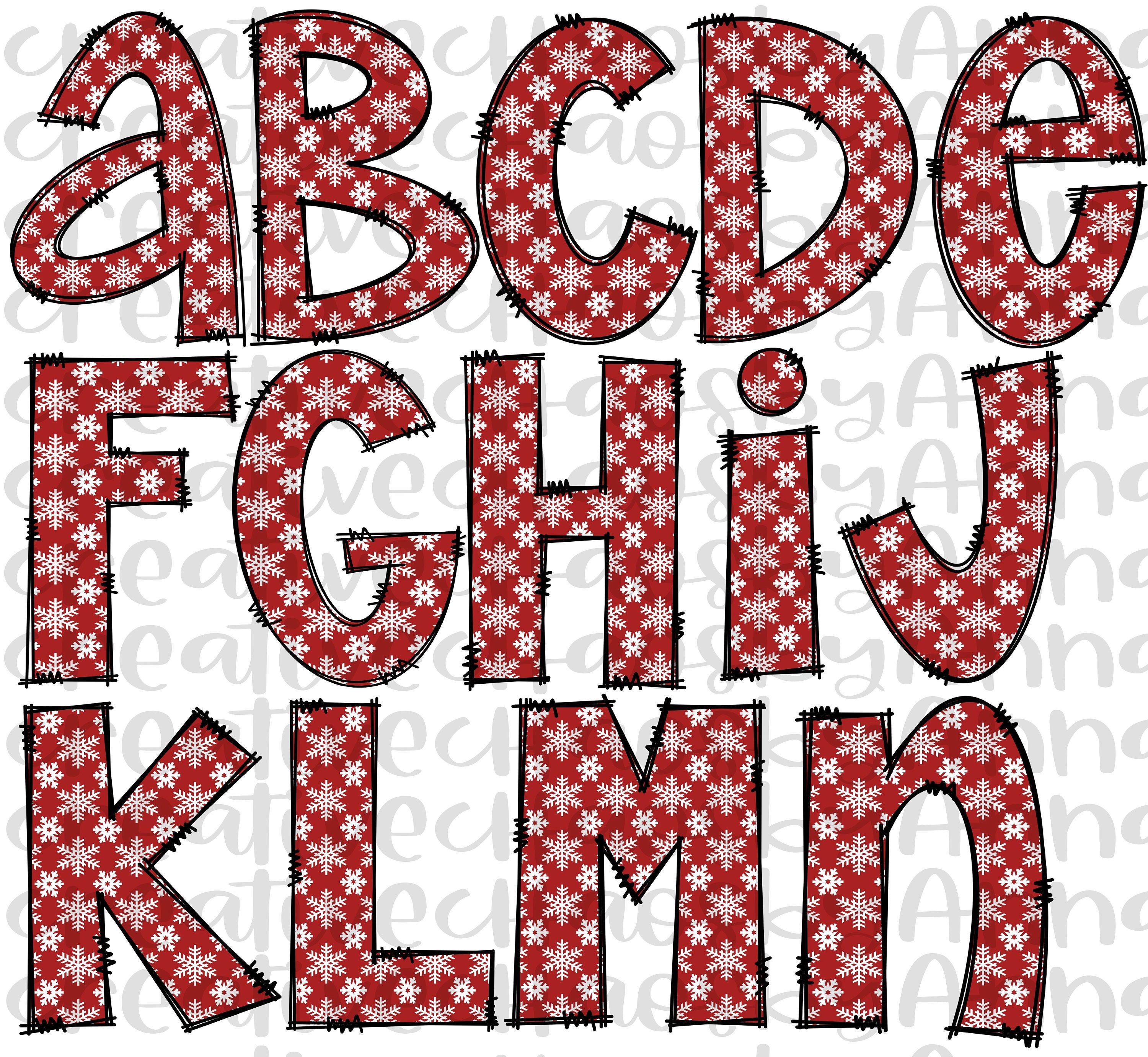 Christmas Sublimation Alphabet PNG Bundle Snowflake PNG | Etsy