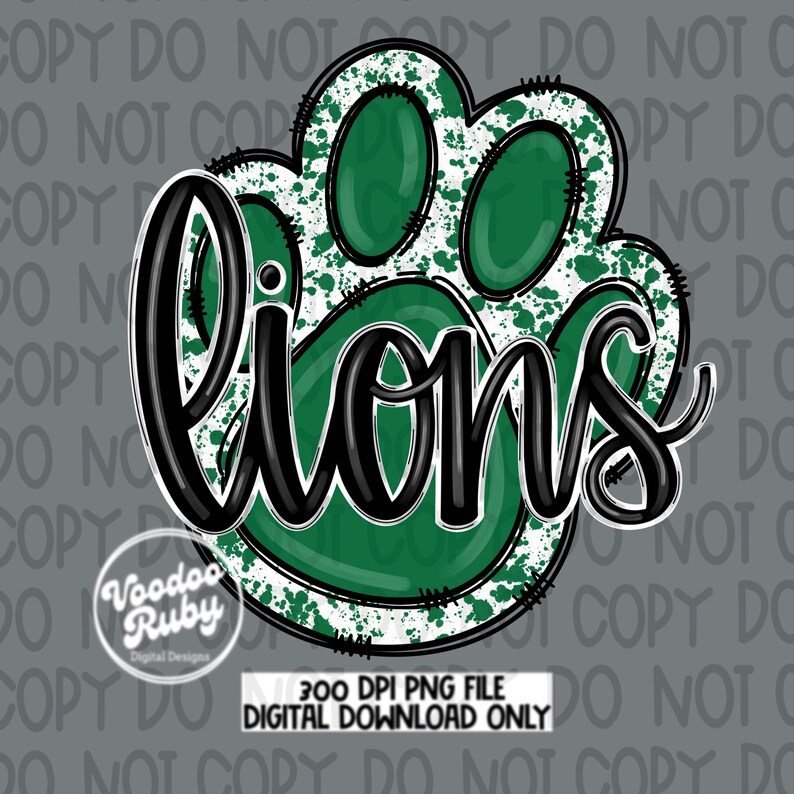 Lions Football Mascot PNG: Hand Drawn Paw Print (digital Download) - Etsy