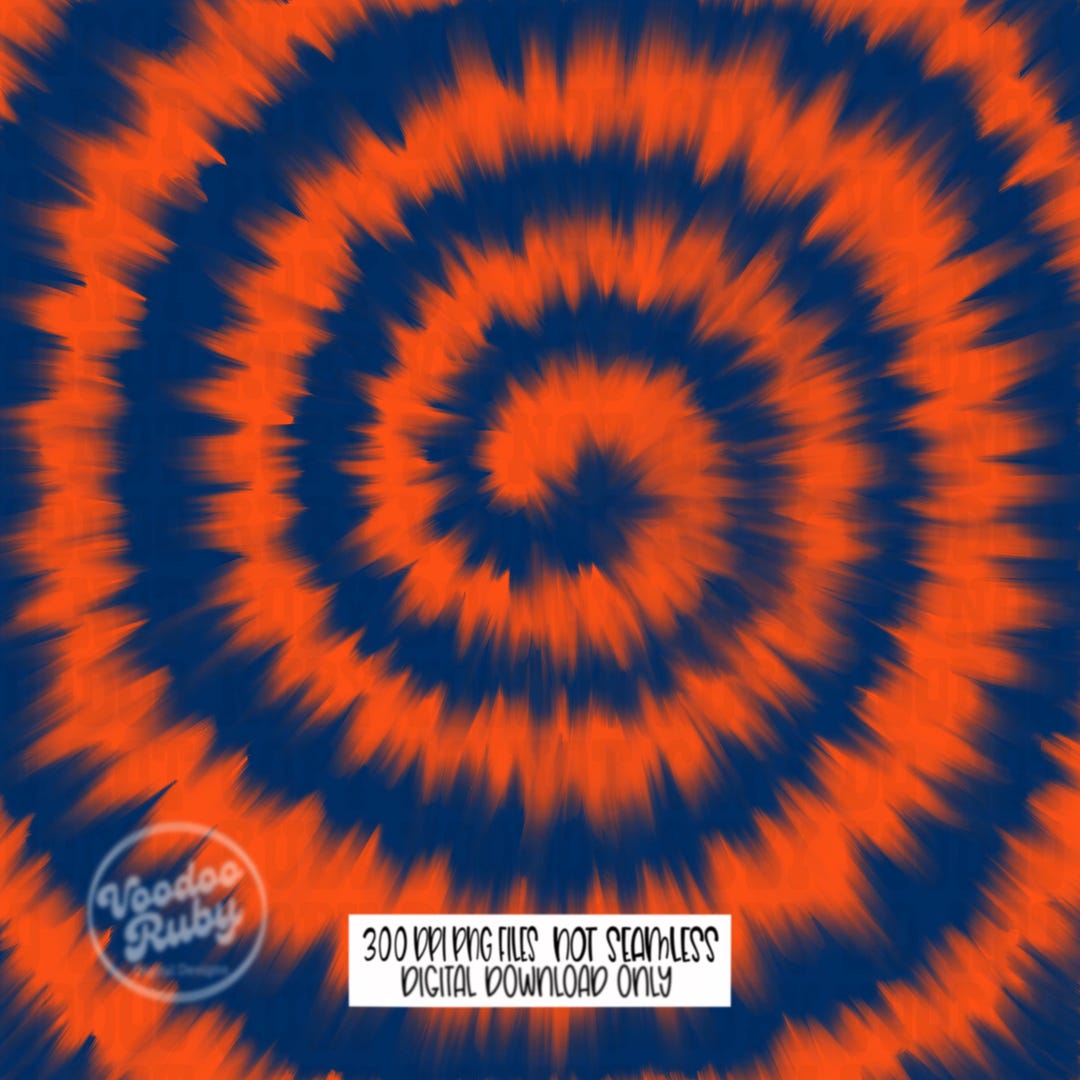 Blue Orange Tie Dye PNG: Hand Drawn Sublimation Design (digital ...