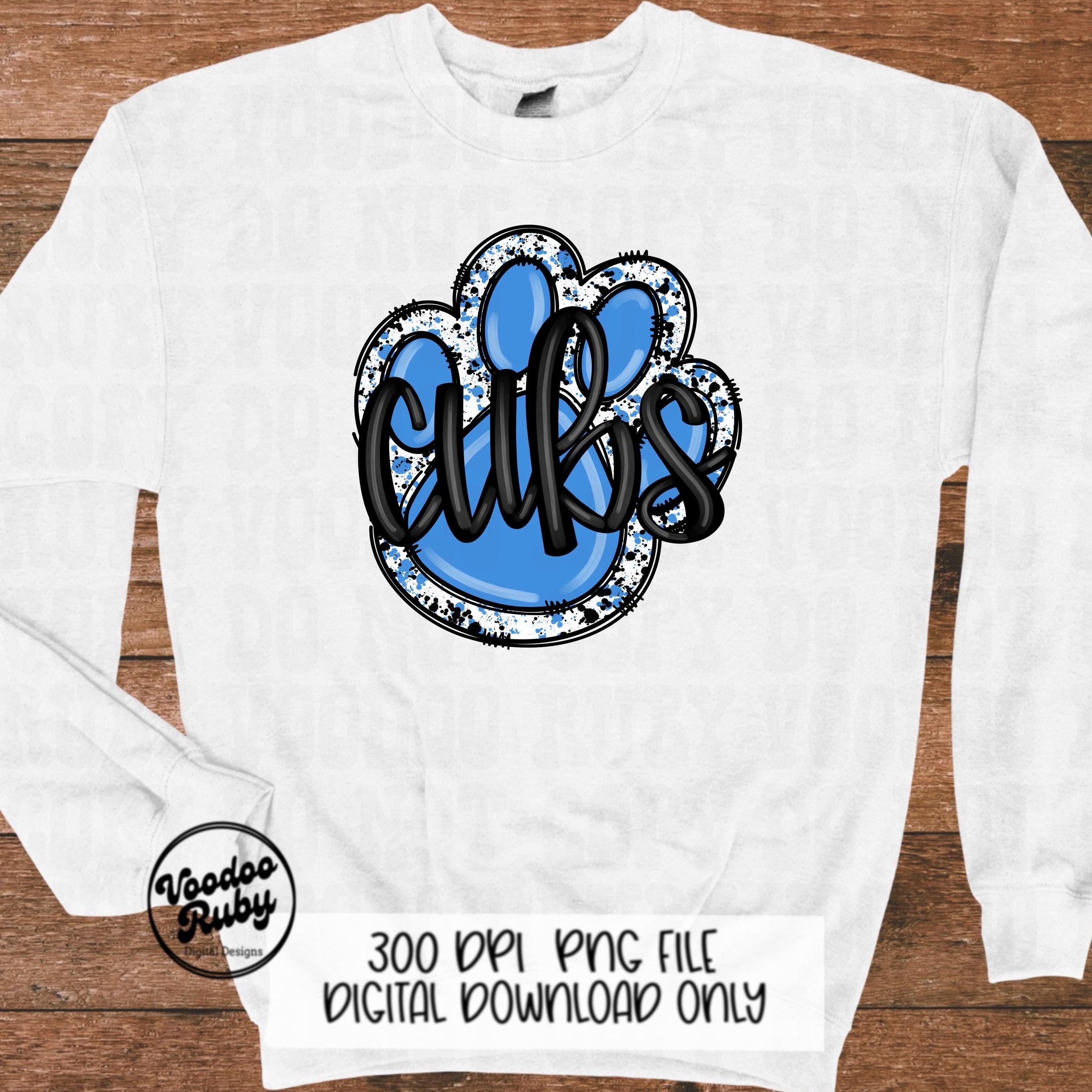 Cubs Mascot Paw Print PNG: Blue & Black Sublimation (digital Download ...