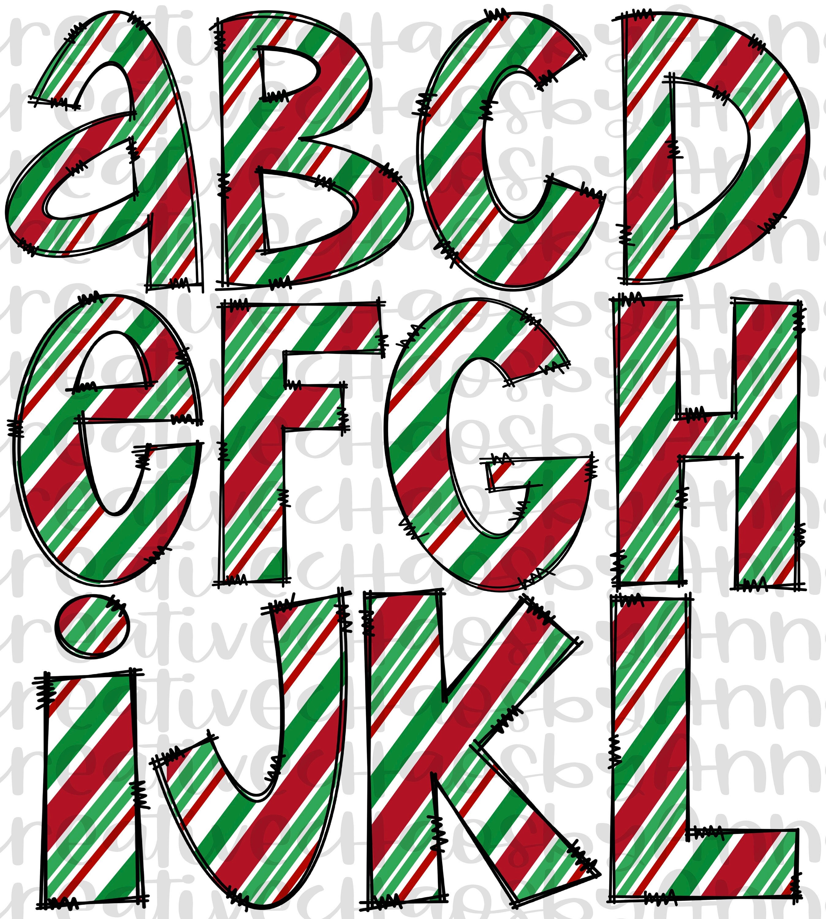 Christmas Sublimation Alphabet PNG Bundle Candy Cane PNG - Etsy