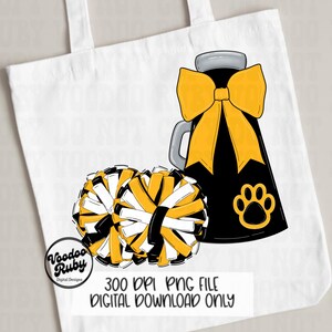 Black and Gold Cheer PNG Design Sublimation Hand Drawn Digital Download ...