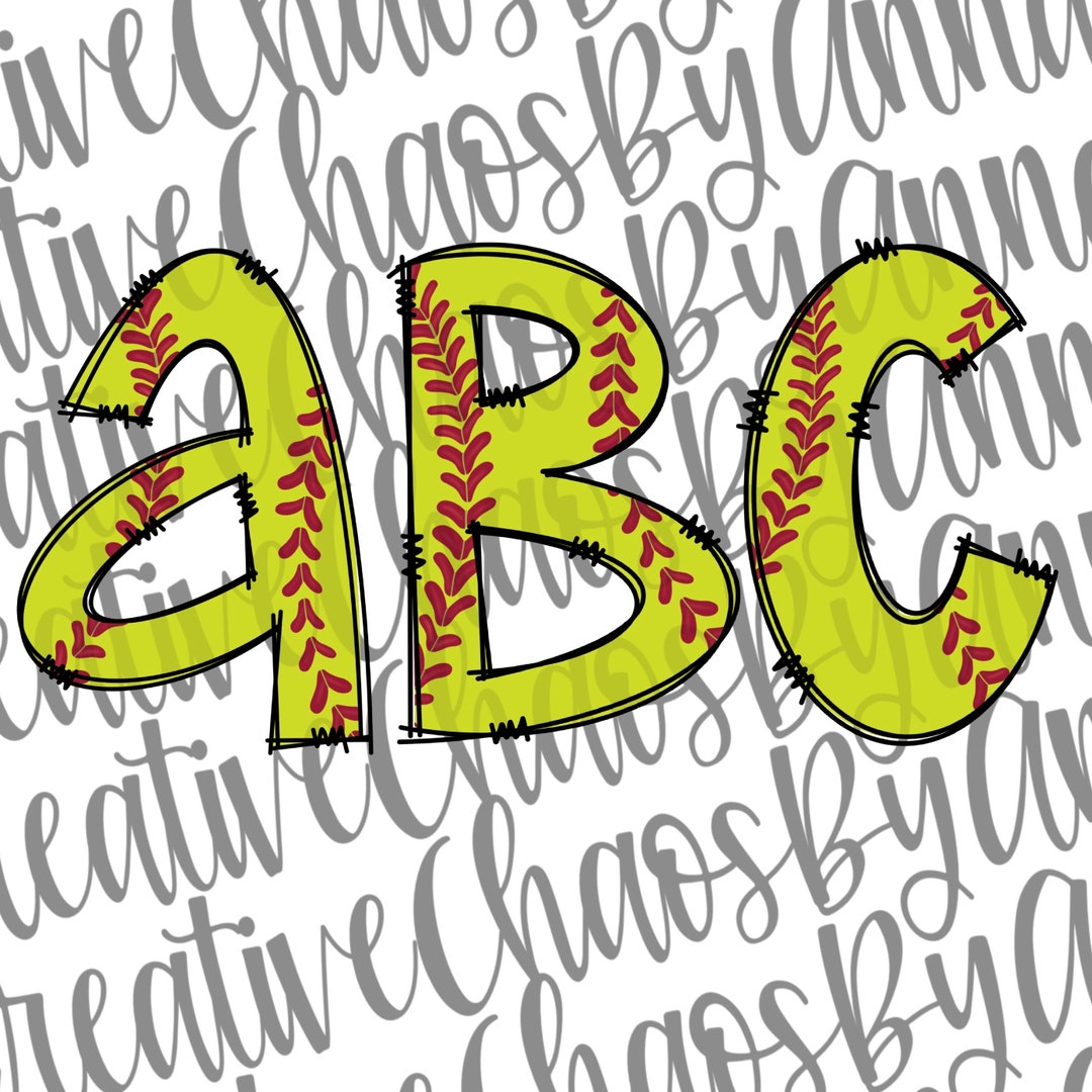 Softball Doodle Letters PNG Alphabet Bundle PNG Hand Drawn Alphabet ...