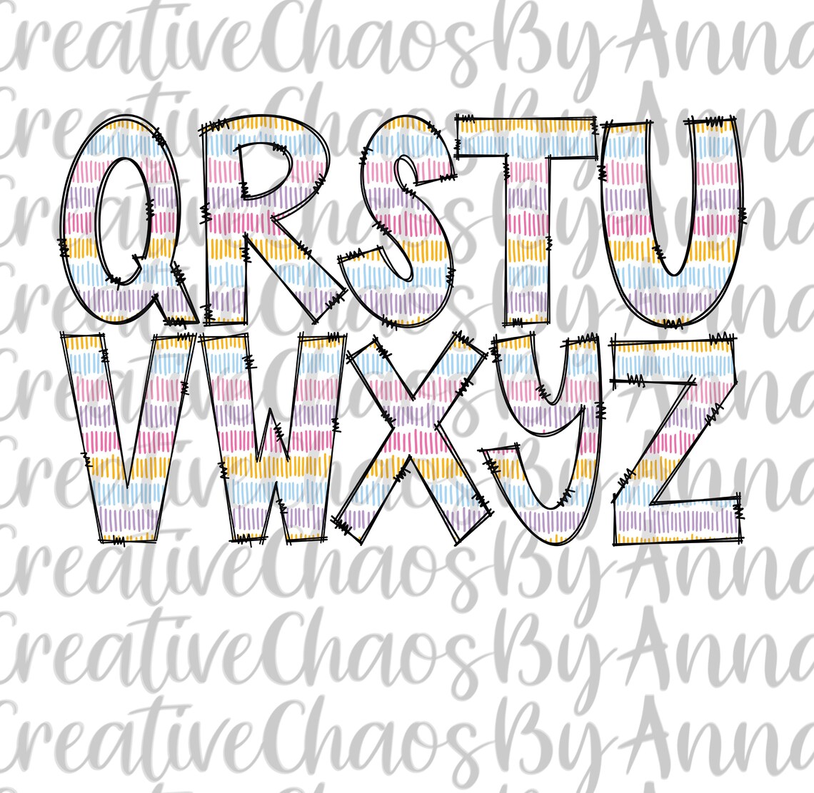 Colorful Doodle Letters Sublimation Alphabet | PNG Doodle Letters ...
