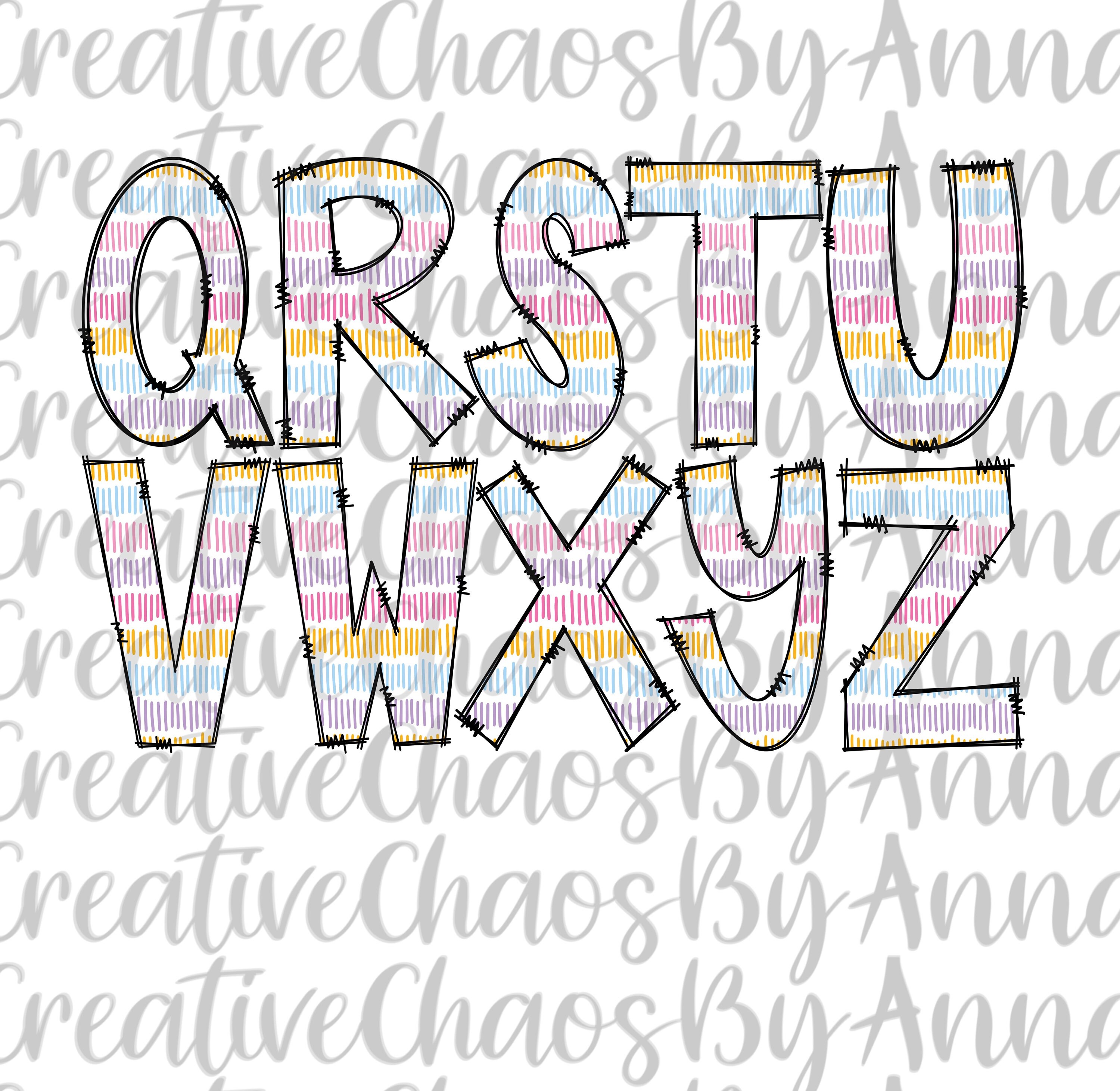 Colorful Doodle Letters Sublimation Alphabet PNG Doodle | Etsy