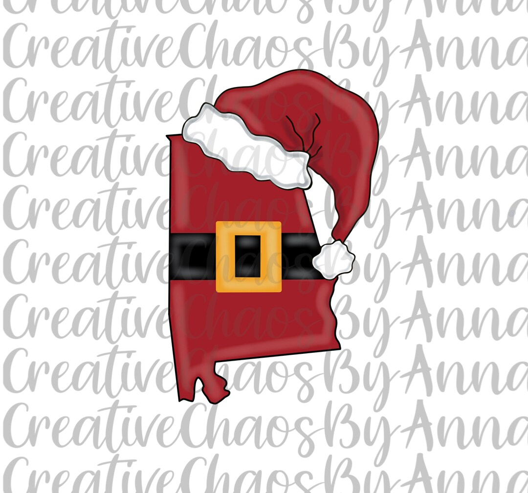 Alabama Santa Sublimation Alabama Christmas PNG Hand Drawn - Etsy