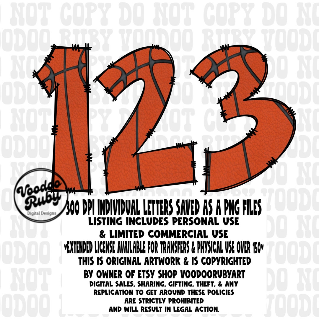 Basketball Doodle Numbers PNG Alphabet Bundle PNG Hand Drawn Alphabet ...