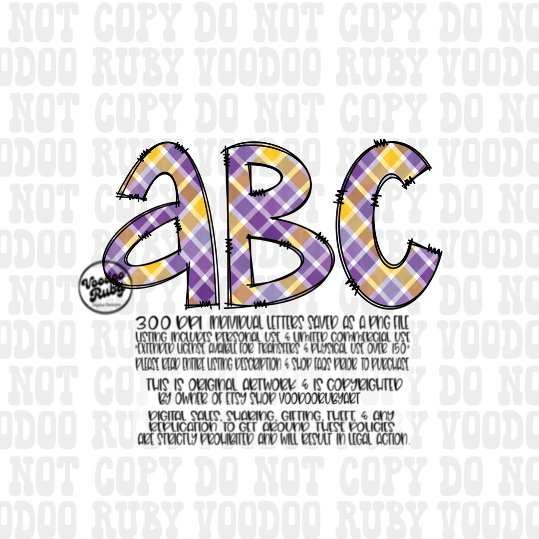 Purple and Gold Sublimation Alphabet | Plaid Alphabet Bundle Png ...