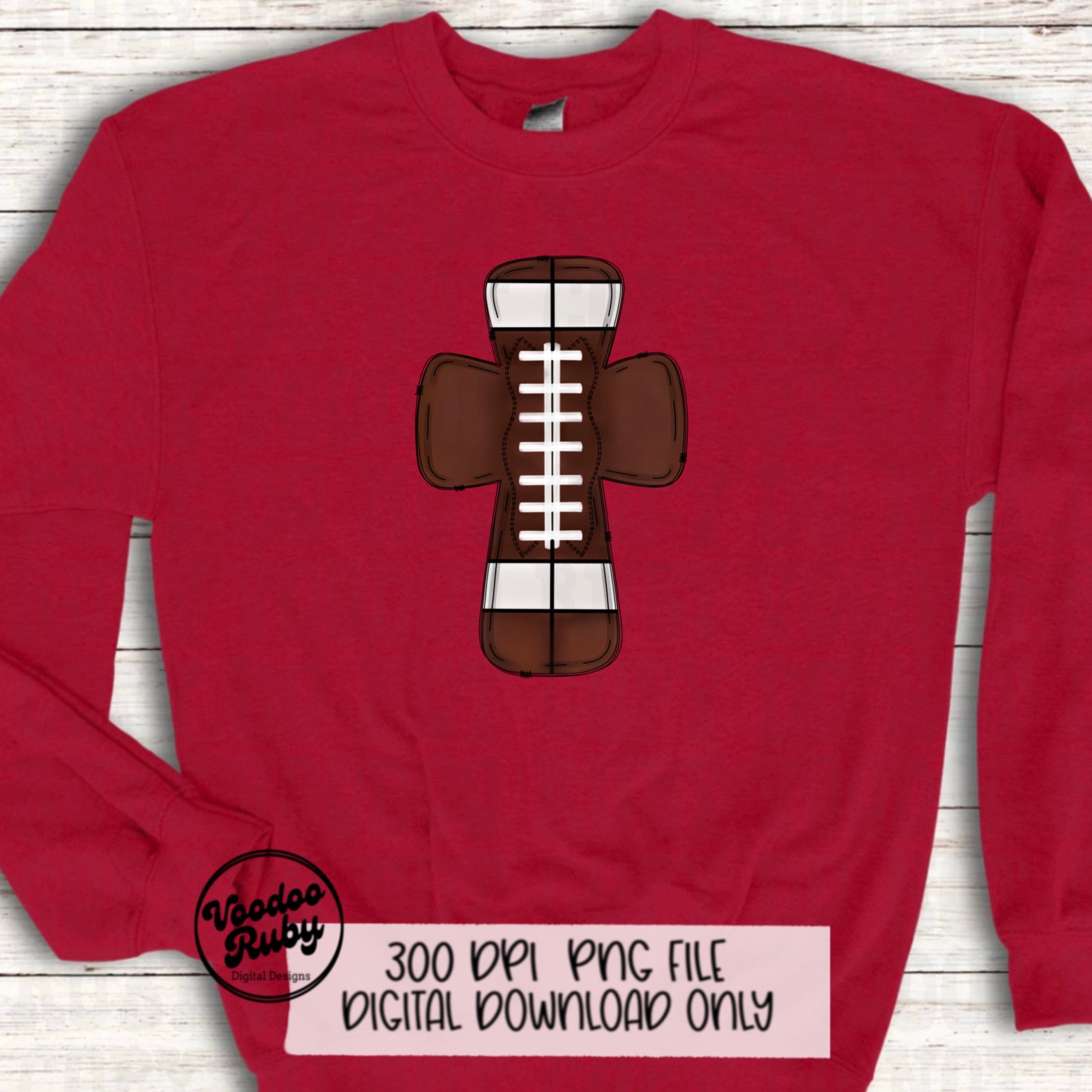 Football Cross PNG Design, Sublimation Hand Drawn Digital Download ...