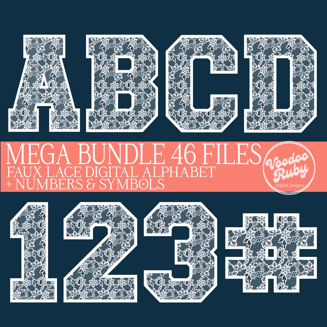 White Lace Letters Alphabet PNG Design Bundle, Coquette Digital Design ...